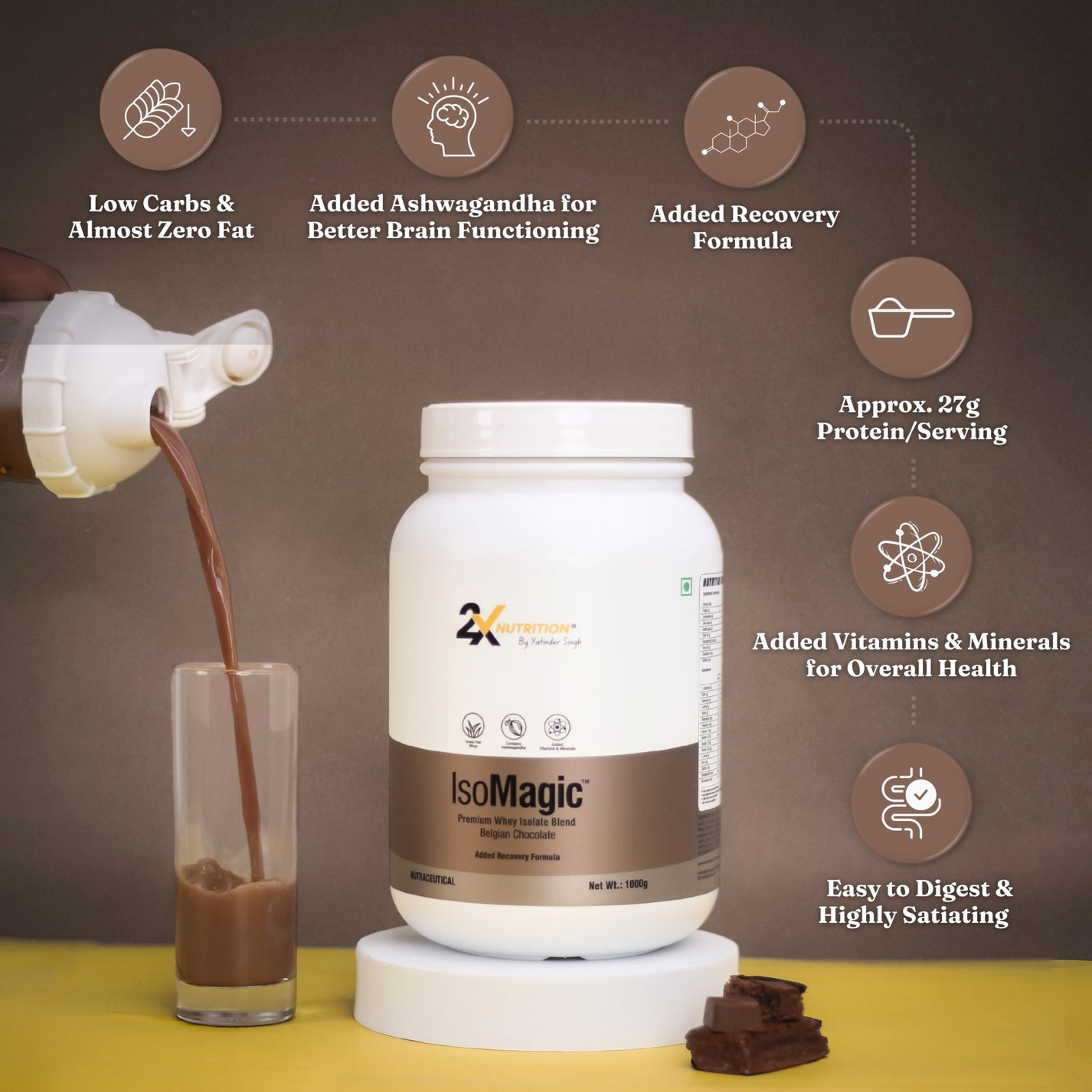 Buy IsoMagic Chocolate 1kg - Isolate Powder – 2X Nutrition